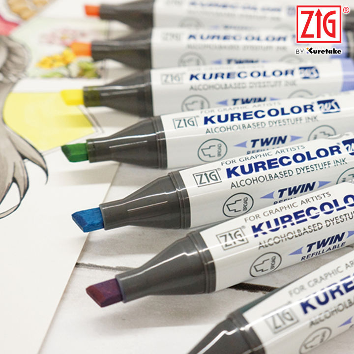 ZIG Kurecolor KC3000 - 12 Color Set - Top Quality Refillable Twin Graphic Marker Pen Perfect for ...