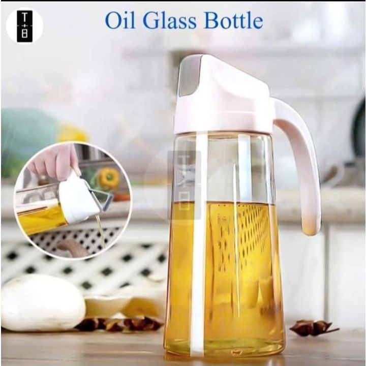 Oil Glass Bottle (630ml) Leakproof Condiment Container with Automatic ...