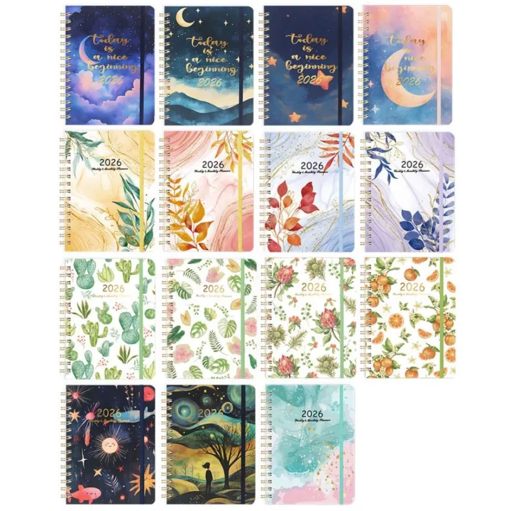 5211JEW A5 2026 Planner Hard Shell Weekly and Monthly Coil Notebook ...