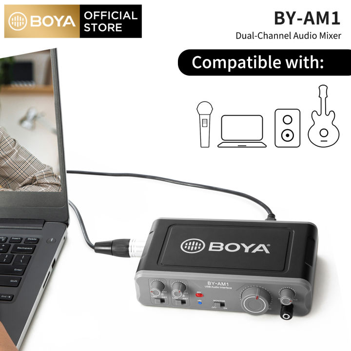 BOYA BY-AM1 Dual-Channel Audio Mixer USB Audio Interface with 6.35mm ...