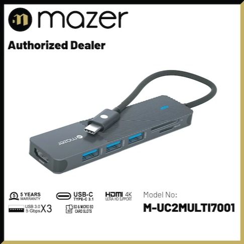 Mazer Infinite.Multimedia Pro Hub 6-in-1 USB-C Multimedia Hub with HDMI ...