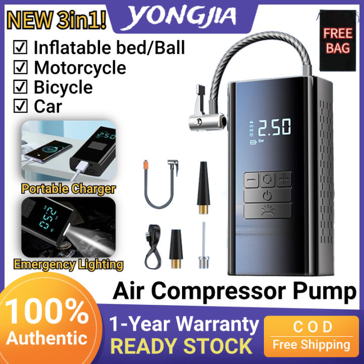 YONGJIA 3in1 Air Compressor Pump Tire Inflator inflation pump ...