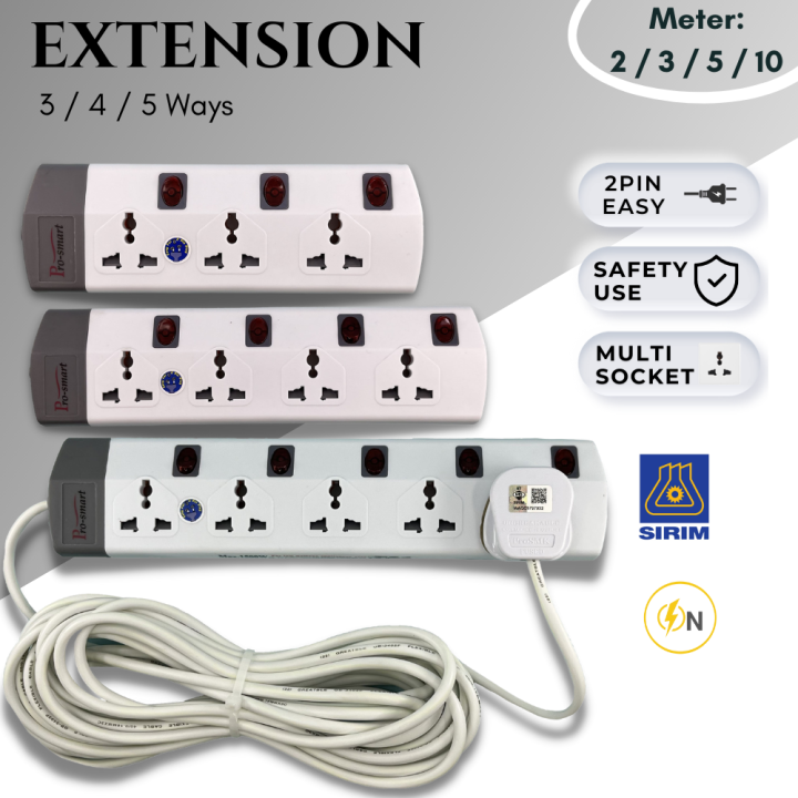 Universal Socket Multi Extension Trailing Socket Extension Plug 3Gang 4Gang 5Gang 10meter | Lazada