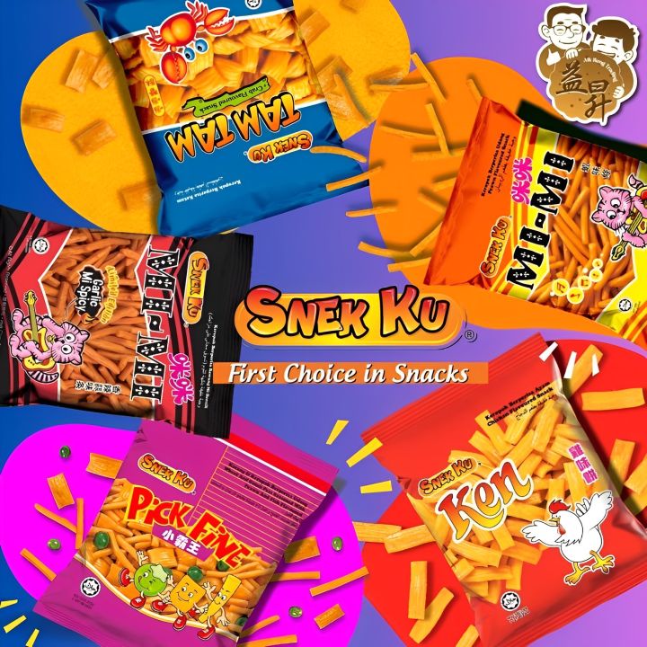 30 packs x 18gm - Snek Ku Tam Tam Crab Snack / Mi-Mi Prawn Snack / Pick ...