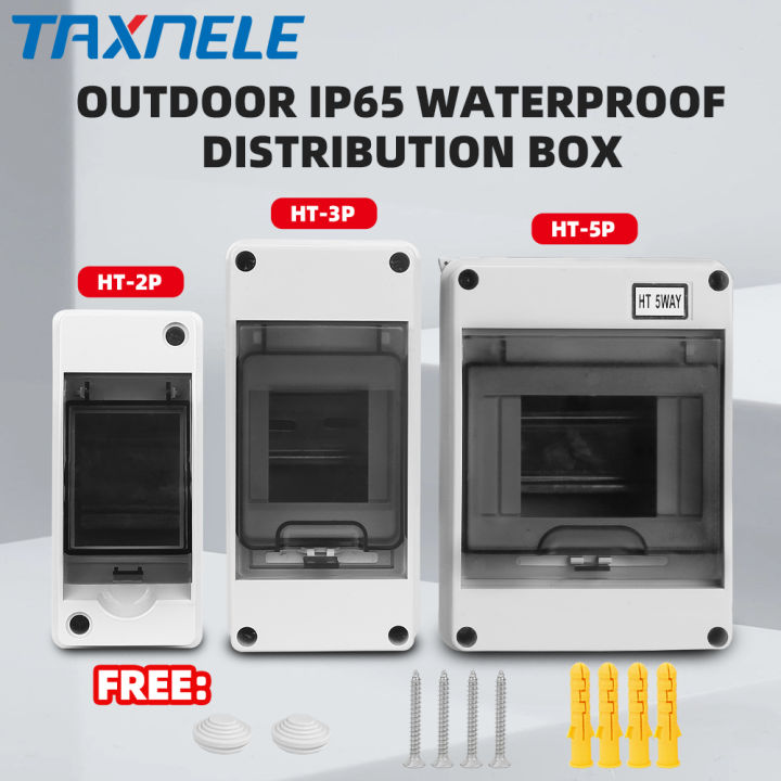 HT 2 3 5 Ways Waterproof Box Electrical Distribution Box IP65 Outdoor MCB Switch Meter Timer PC ...