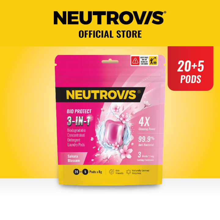 Neutrovis 3-IN-1 Biodegradable Concentrated Detergent Laundry Pods (8g ...