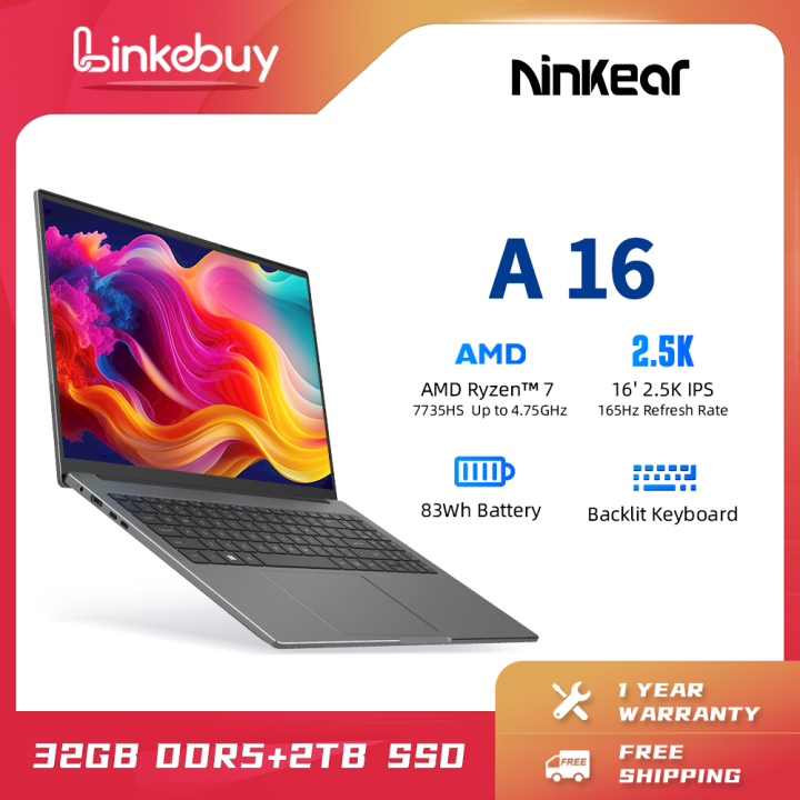 Ninkear A16 Gaming Laptop AMD Ryzen 7 7735HS 32GB DDR5+2TB Nvme SSD 16 ...