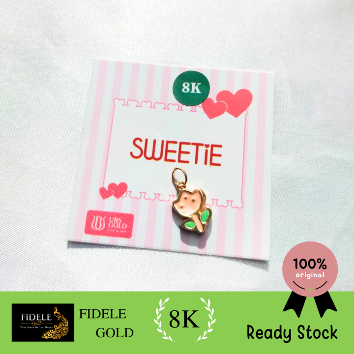 Liontin bunga fashion pink liontin emas asli 375 8k ubsgold | Lazada ...