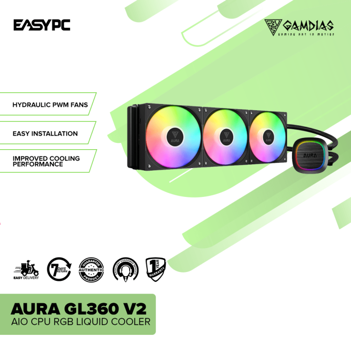 EasyPC | Gamdias Aura GL240 V2 / GL360 V2 AIO CPU RGB Liquid Cooler ...