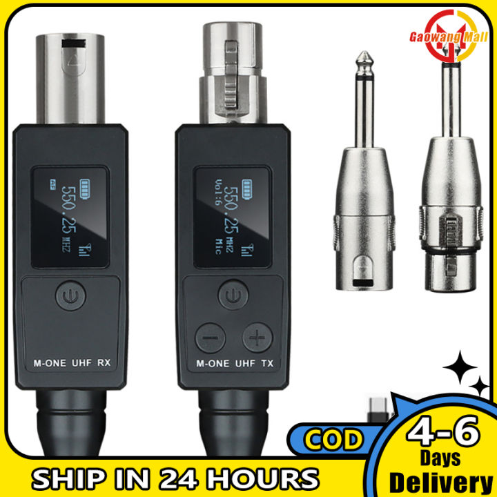 UHF Wireless Microphone Converter XLR Transmitter Receiver For Dynamic ...