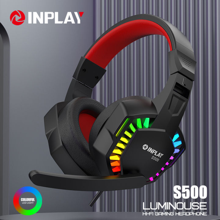 Inplay S500 RGB Wired Stereo Gaming Headset Over Ear Headphones With ...