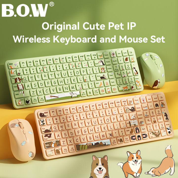 BOW Cute MK392 Wireless Keyboard and Mouse Set Bluetooth Rechargeable ...