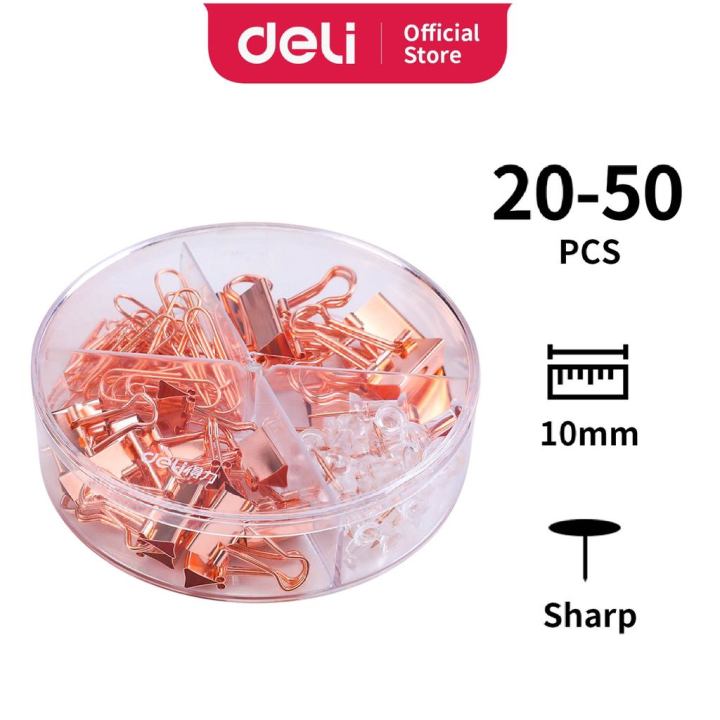 Deli Office Combination Paper Binder Clip And Push Pin Rose 78553 | Lazada