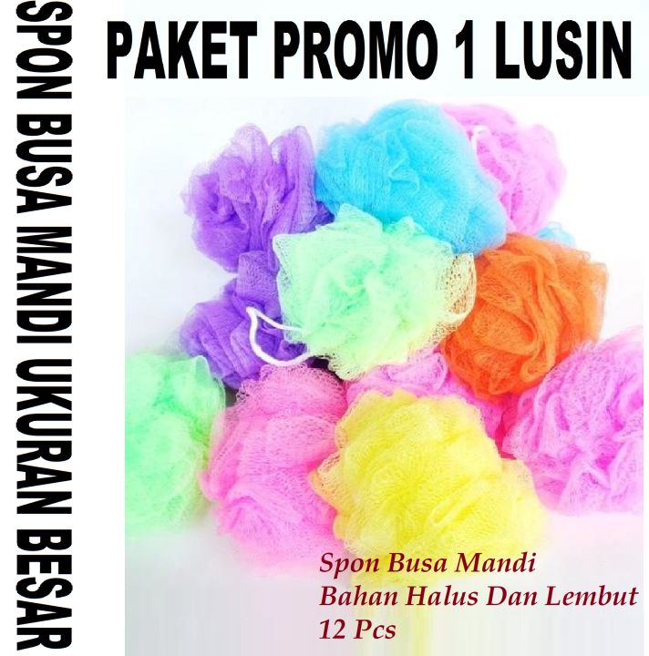 ( PROMO 1 LUSIN ) Spon Mandi Jaring / Spons Mandi UKURAN BESAR / Bath ...