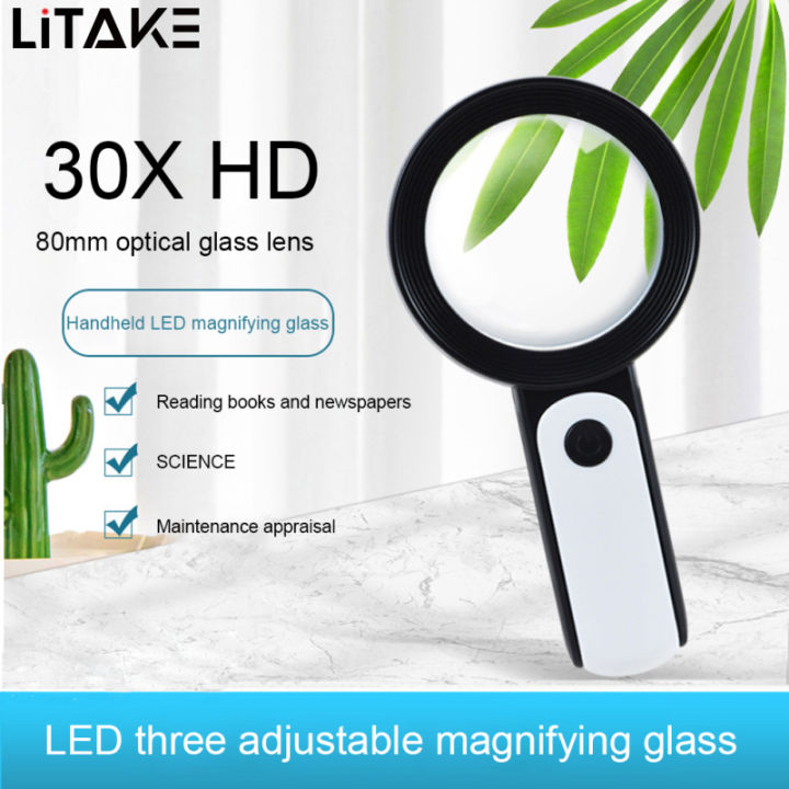 Magnifying Glass With Light, 30X Lighted Magnifying Glass, 18 Led Large ...