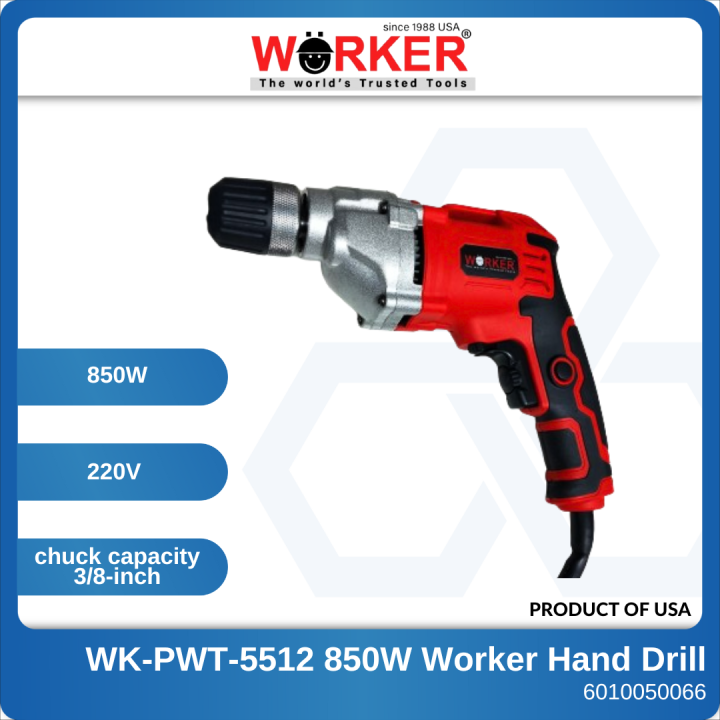WORKER Electric Hand Drill WK-PWT-5512 850W (3/8-inch) 10mm Drill ...