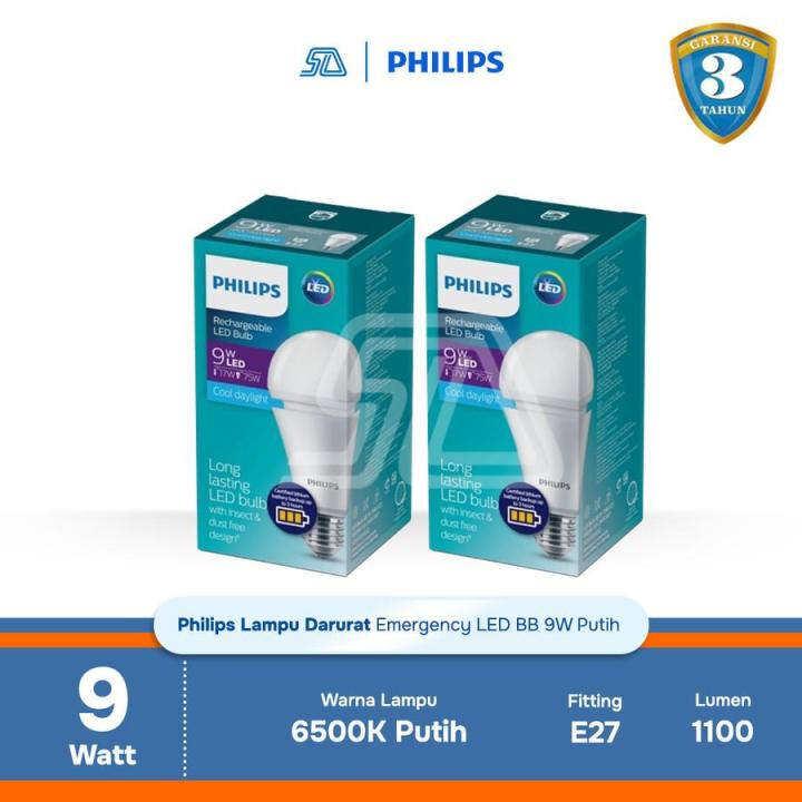Philips Lampu LED Bulb Emergency BB 9W E27 6500K Putih | Lazada Indonesia