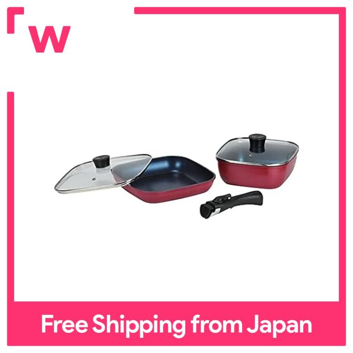 Cookware 5-piece set Square Blue Diamond Coat Red IH compatible Oven ...