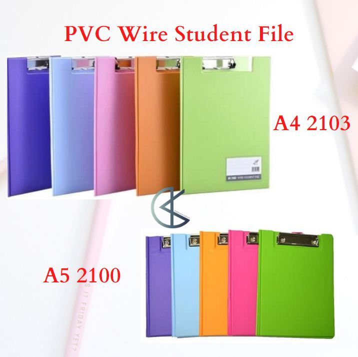 East File A5 A4 PVC Wire Student File / Clip Board ( 2100 2103 ) | Lazada