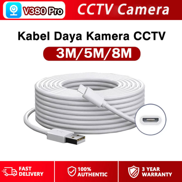 CCTV Cable Kabel Micro USB 3M/5M/8M Kabel Data Panjang Kabel CCTV ...