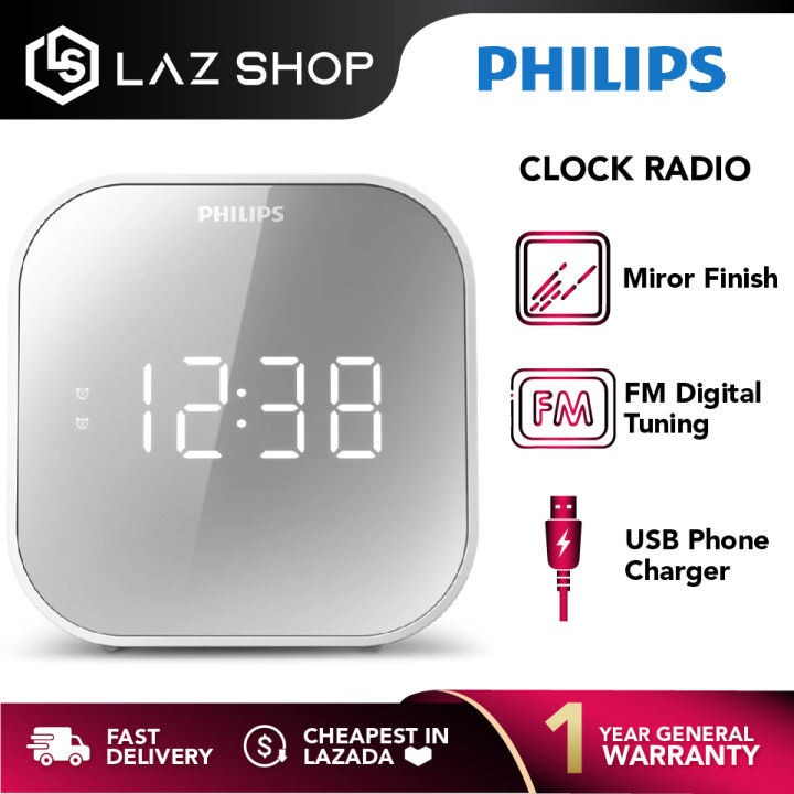 Philips Clock Radio Digital Tuning Dual Alarm Clock With Mirror TAR4406 ...