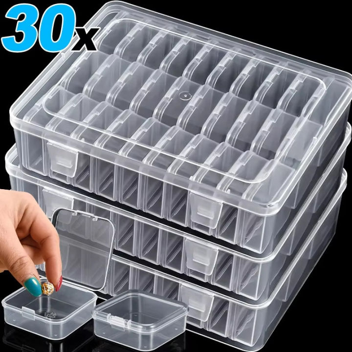 50PCS Clear Mini Storage Boxes Rhinestone Plastic Boxes for Jewelry ...