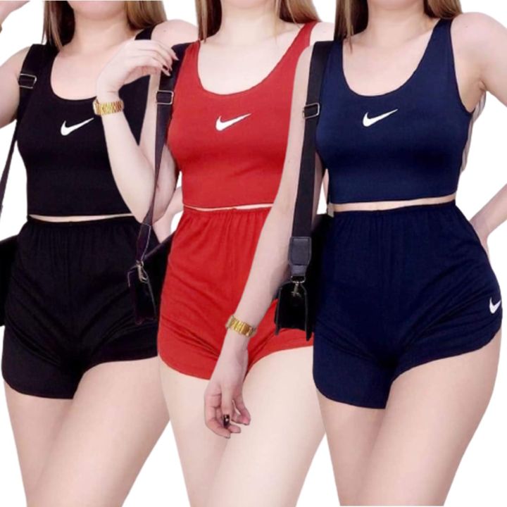 Croptop Terno And Shorts Ladies Coordinates Lazada Ph
