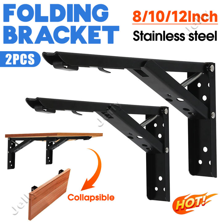 2PCS Folding Angle Bracket Adjustable Wall Mounted Folding Table Shelf ...