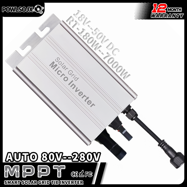 POWLSOJX Solar Grid Tie Micro Inverter MPPT Smart Micro PV System 180W 500W 700W DC 18V-50V to ...
