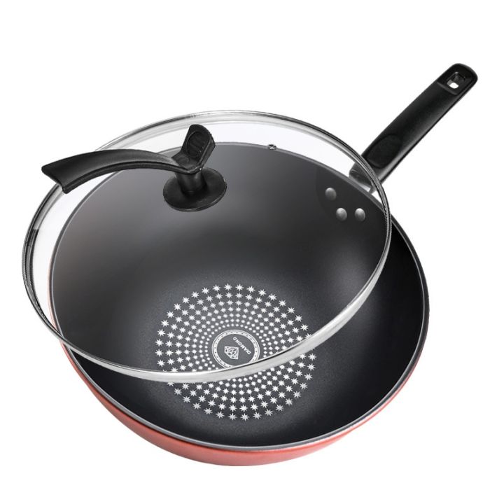 32cm/34cm Non-stick Diamond Frying Pan Kitchen Iron Frying Pan for Gas ...