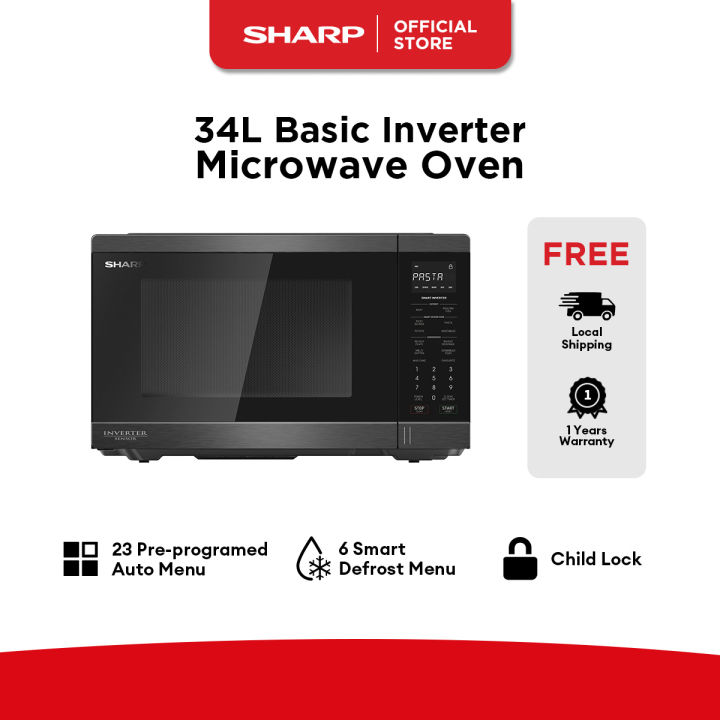 SHARP 34L Basic Inverter Microwave Oven R-34SI-BS / R-34SI-W | Lazada ...
