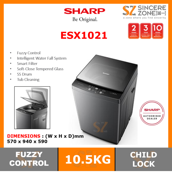 Sharp ESX1021 10.5kg Full Auto Washing Machine Fuzzy Control / SS Drum ...