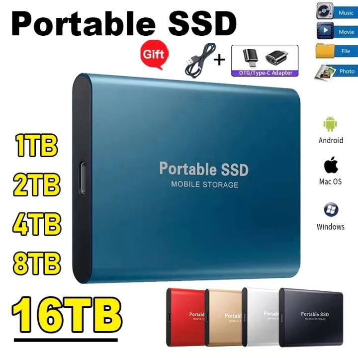 Portable SSD 1TB High-speed Mobile Solid State Drive 500GB External ...