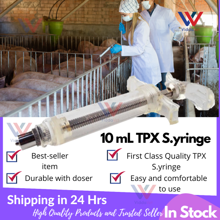10 mL TPX Syringe Heavy Duty with Dosage Lock Veterinary Syringe 10 cc ...