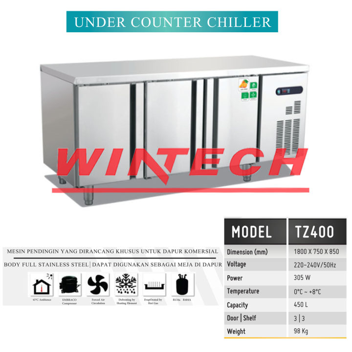 Kulkas Pendingin Chiller Under Counter TZ-400 TZ400 Undercounter Crown ...