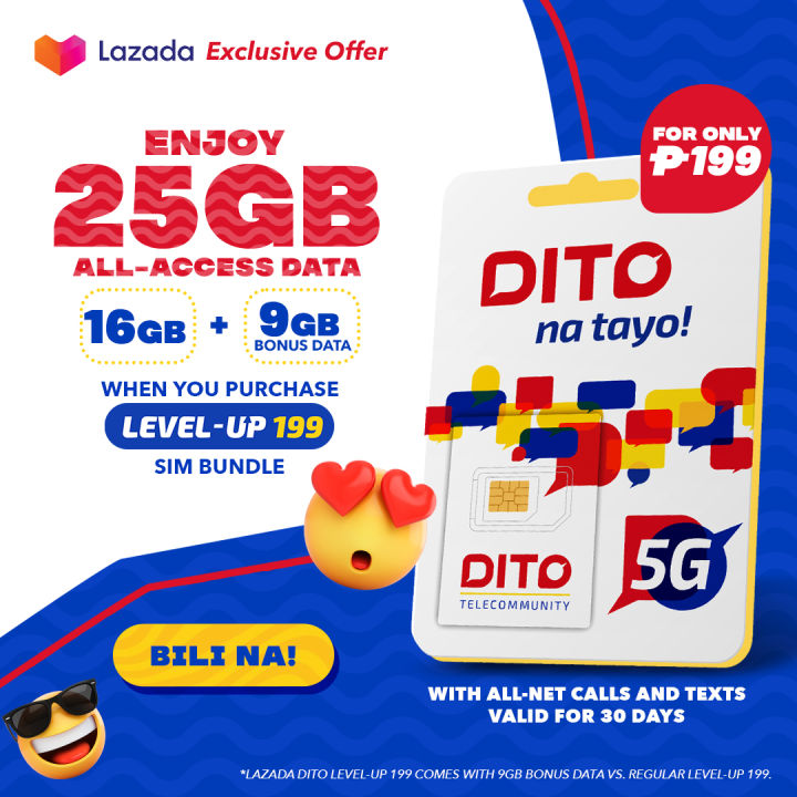 LAZEXCLUSIVE: DITO 5G SIM with Level-Up 199 bundle (25GB) | Lazada PH