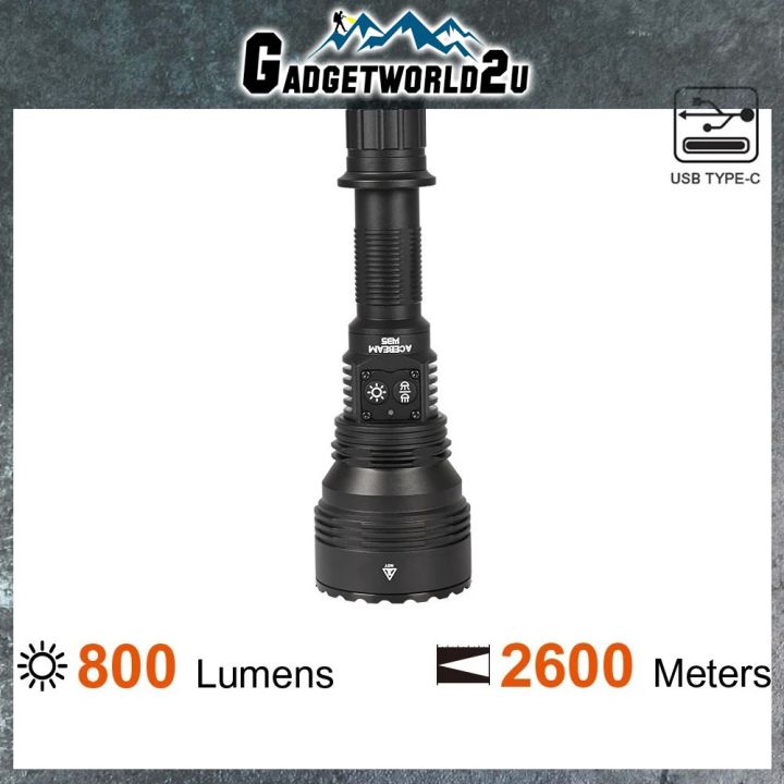 Acebeam W35 LC DEL Zoom LEP Cool White 800 Lumens USB-C Rechargeable ...