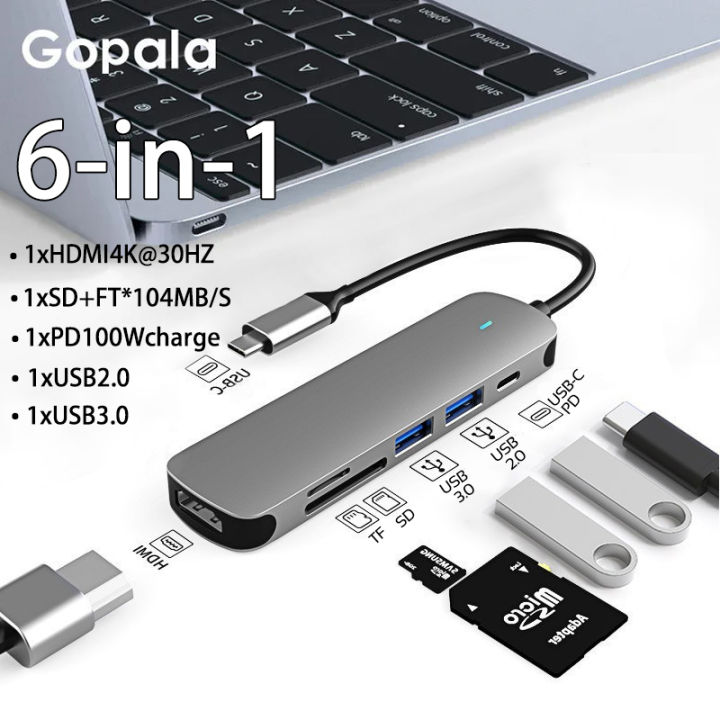 อะแดปเตอร์ฮับ 6 in 1 Type C HUB to HDMI-compatible USB 3.0 for Samsung ...