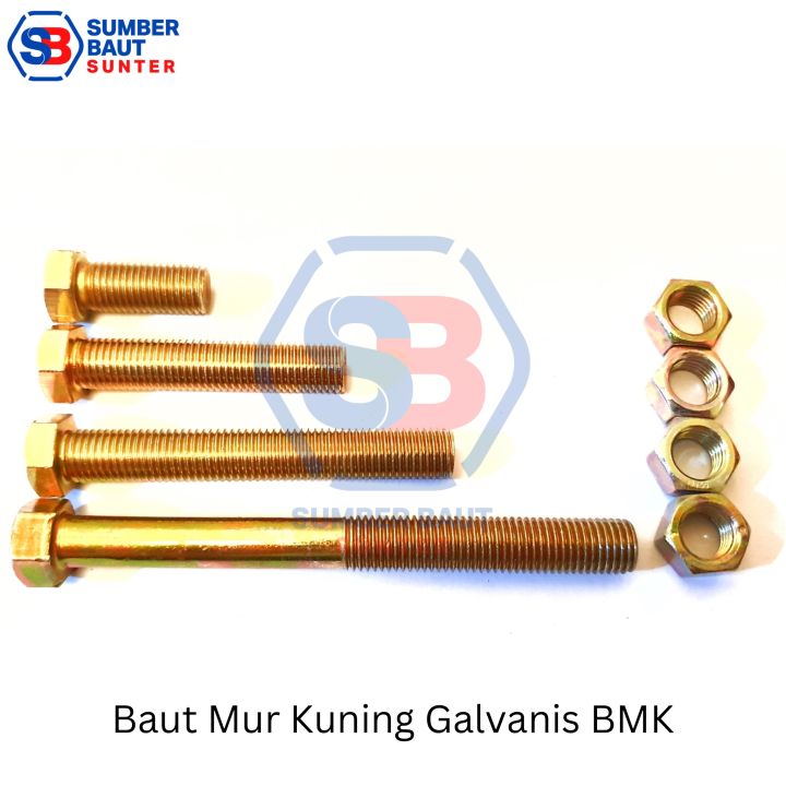 M10x20 Baut Mur Hexagon Kuning BMK Hex 10x20 Kunci 14 Galvanis | Lazada ...