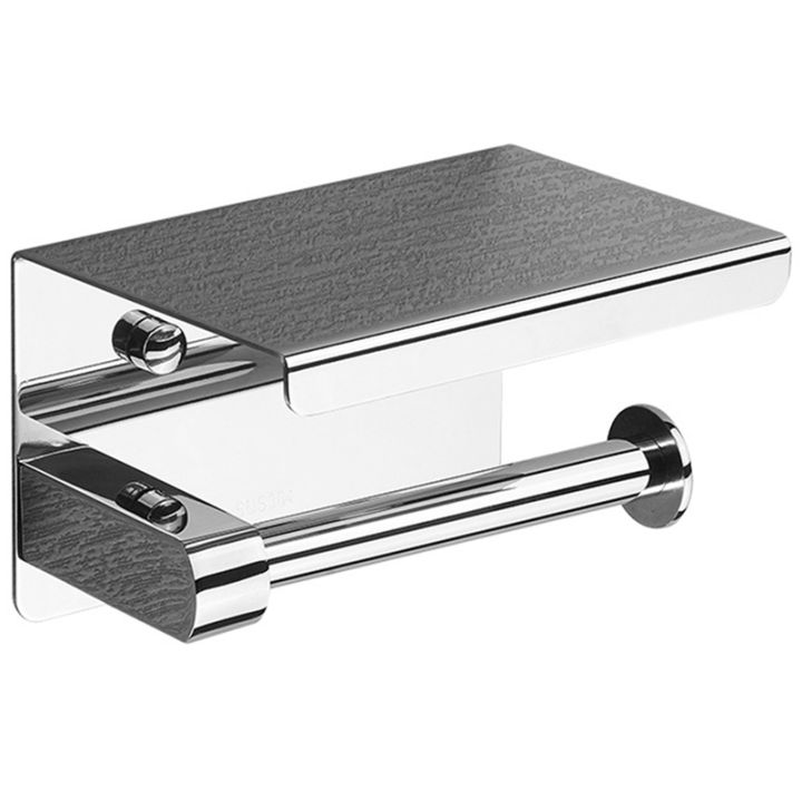 Sus 304 Stainless Steel Toilet Paper Holder With Phone Shelf Bathroom
