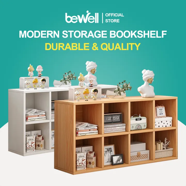 Bewell Storage Bookshelf Divided Storage Cabinet Floor Storage Bookcase ...