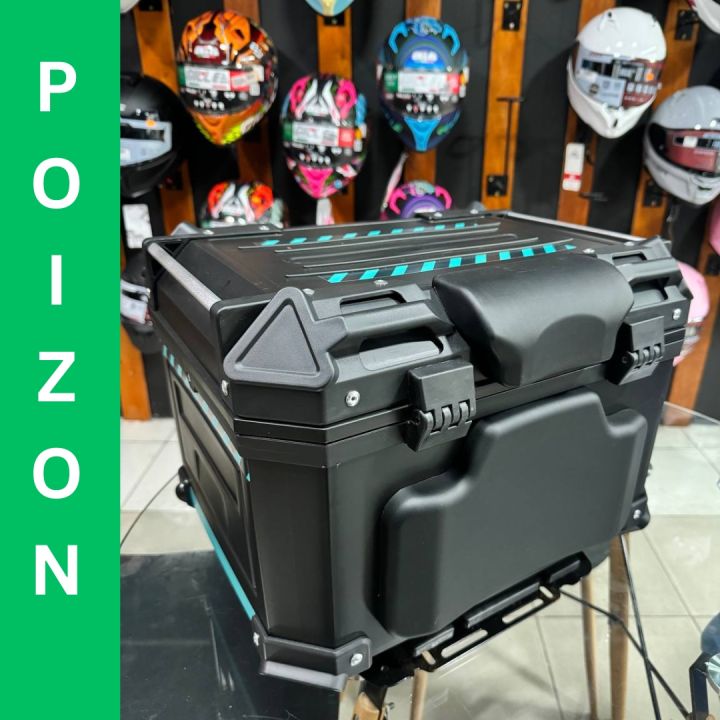 poizon dual lock plastic abs motorcycle top box 45 liters | Lazada PH