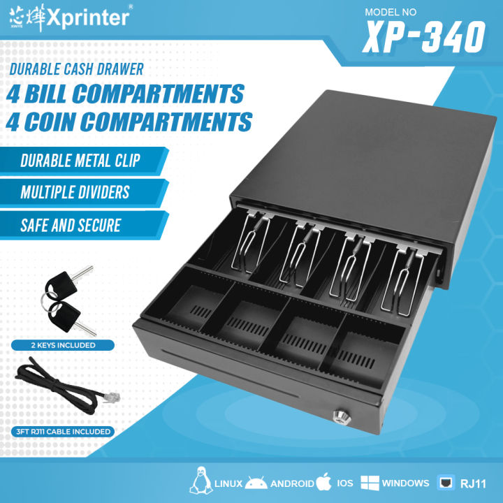 Xprinter POS Electric Cash Drawer 4Bills & 4coins Trays Manual ...