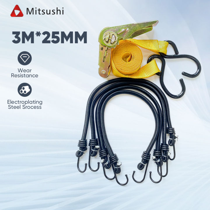 Mitsushi 3m 4pcs Cargo Rope Cargo Strap Metal Buckle Ratchet Tie-Down ...