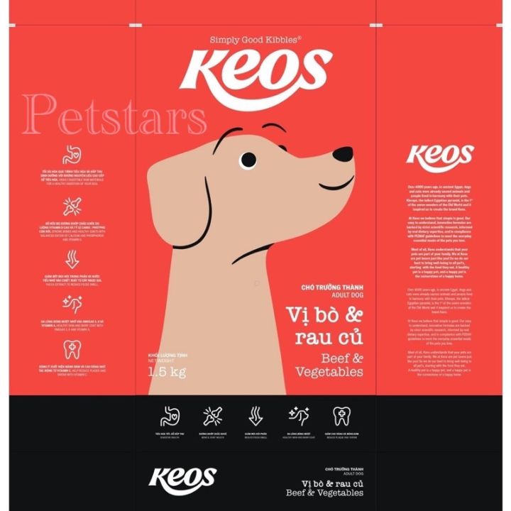 Thức ăn cho chó trưởng thành KEOS vị bò và rau củ 1,5kg | Lazada.vn