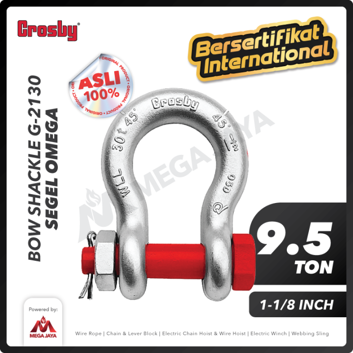 CROSBY Bow Shackle Omega G2130 9.5 Ton - 1-1/8" Segel Bolt Type ...