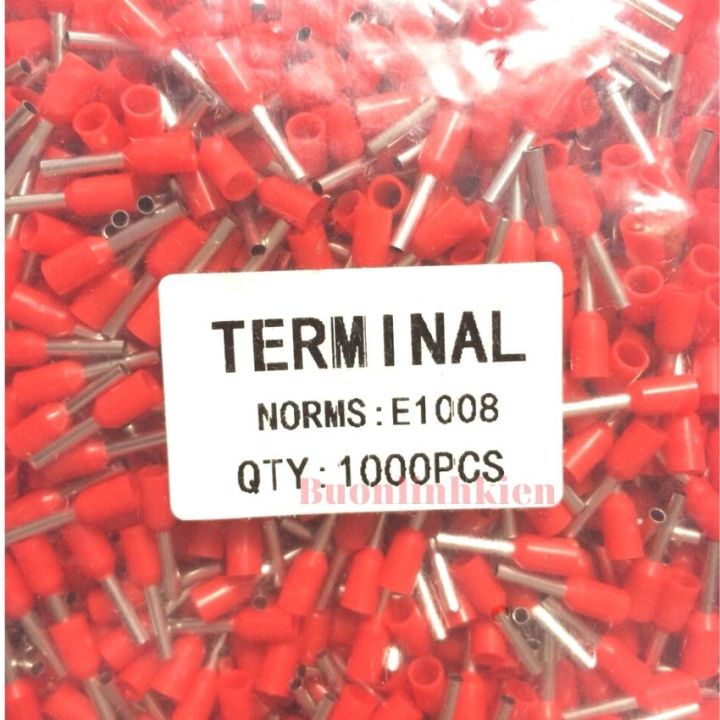 1000 Đầu Cos Kim rỗng, cos PIN E1008, đầu cốt kim rỗng đơn phủ nhựa, đầu cos dây điện 1mm, cos ...