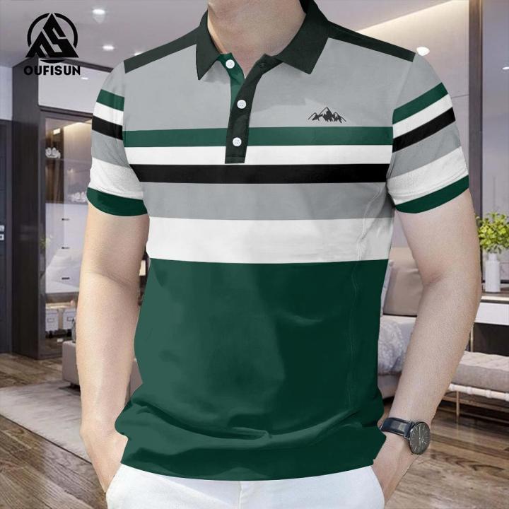 Polo T Shirt For Men Formal Casual Striped Polo Shirts For Men Multiple ...