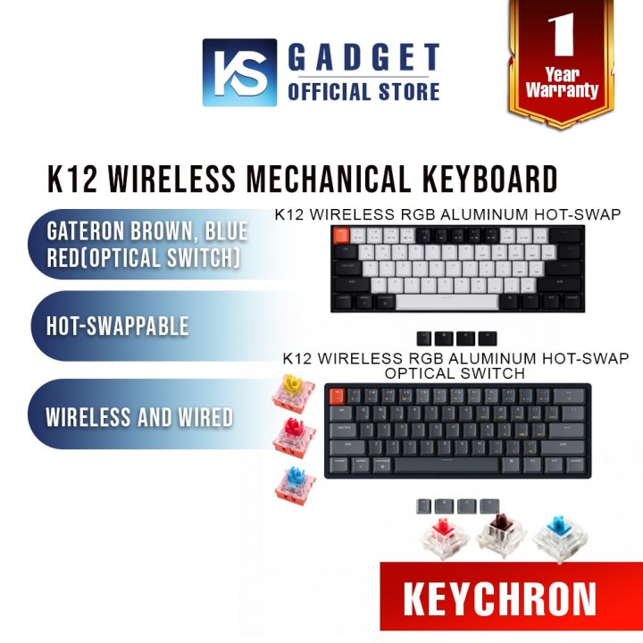 Keychron K12 - RGB Backlight Aluminum Frame Wireless Mechanical ...