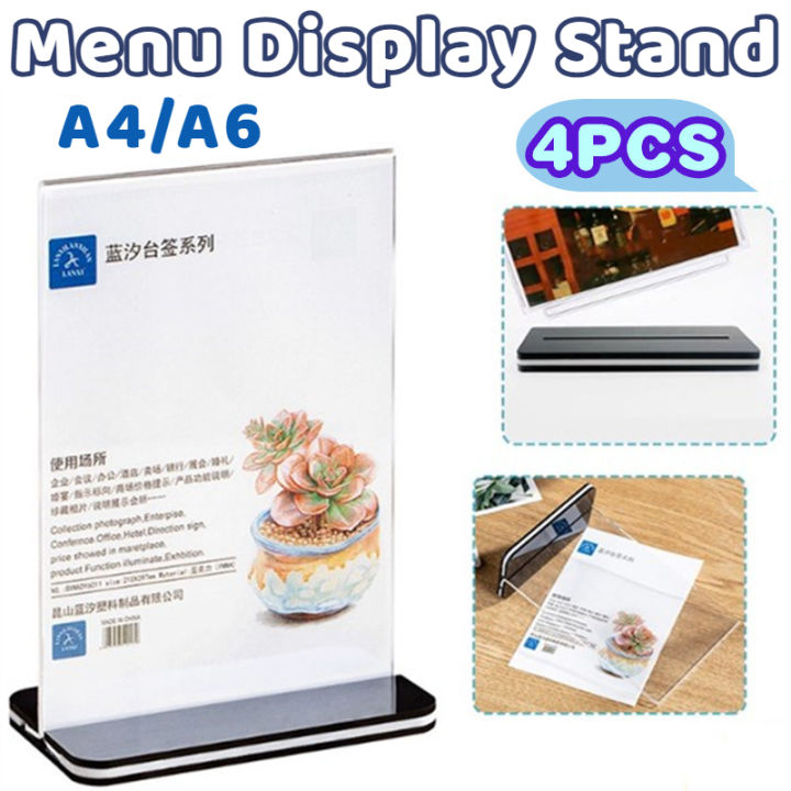 A4/A6 Acrylic Double Sided Menu Holder Restaurant Display Stand Desktop ...